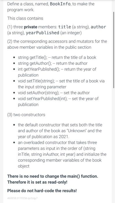 Solved Solve this Code for C++ main.cpp is given ( I am | Chegg.com