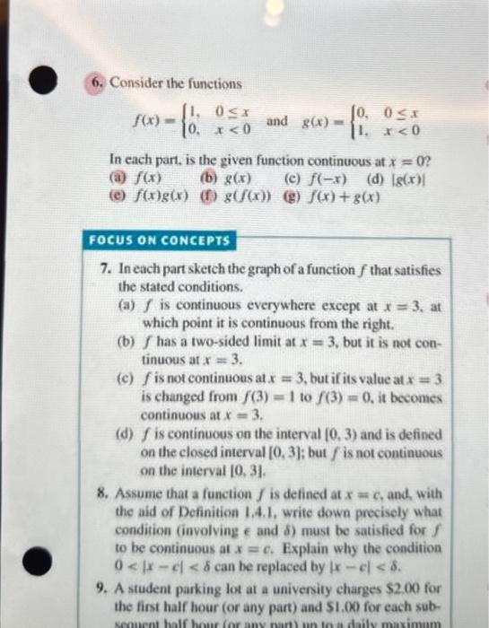 Solved 6. Consider the functions f(x)={1,0,0≤xx