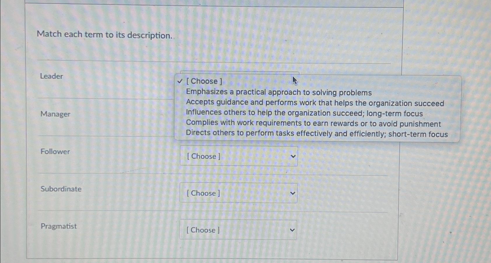Solved Match each term to its | Chegg.com