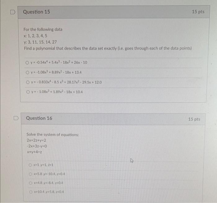 Solved For the following data x:1,2,3,4,5 y:3,11,15,14,27 | Chegg.com