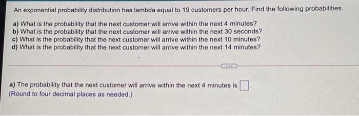 Solved An exponential probability distribution has lambda | Chegg.com