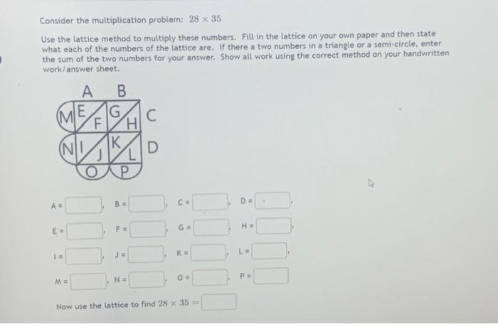 Solved Consider the multiplication problem: 28 × 35 Use the | Chegg.com