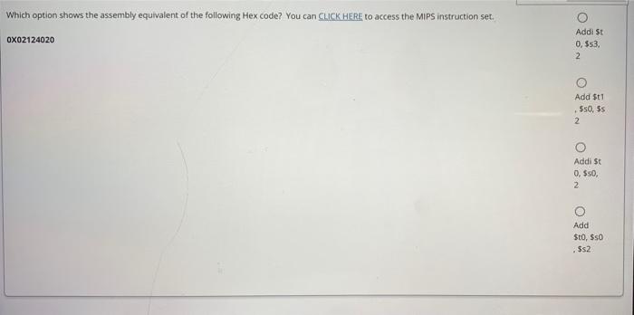 Solved Which option shows the assembly equivalent of the | Chegg.com