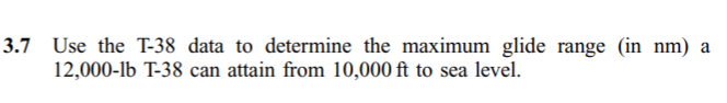 Solved .7 Use the T−38 data to determine the maximum glide | Chegg.com