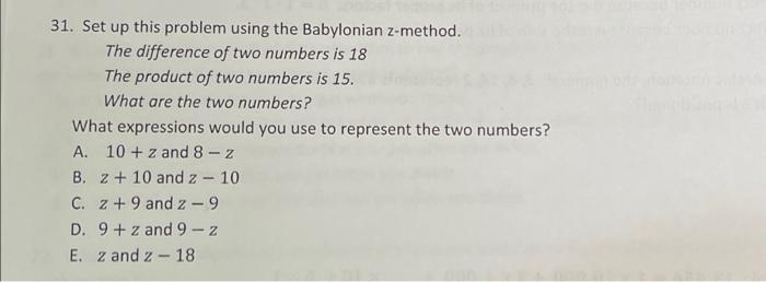 Solved 31. Set up this problem using the Babylonian | Chegg.com