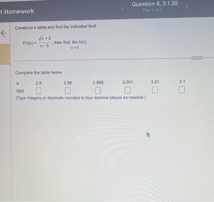 Solved Construct a table and find the indicated limit. If | Chegg.com