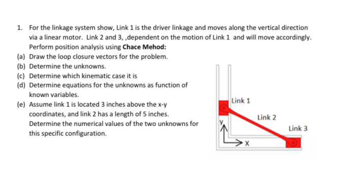 For the linkage system show, Link 1 ﻿is the driver | Chegg.com