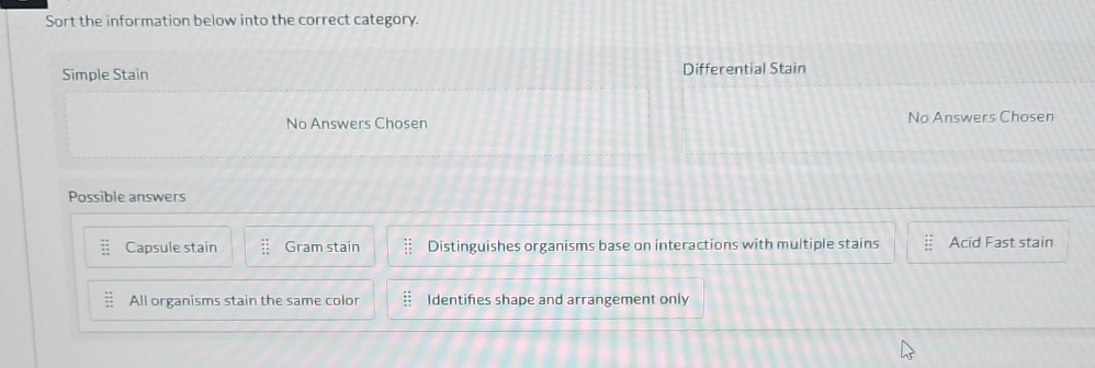 Solved Sort the information below into the correct | Chegg.com