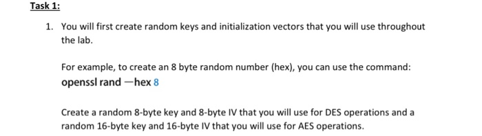 Solved Task 1: 1. You will first create random keys and | Chegg.com