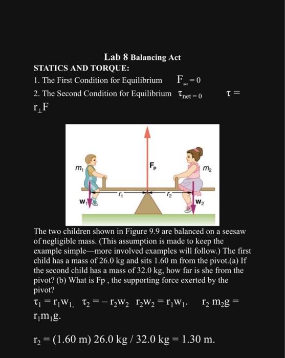 Solved Lab 8 Balancing Act STATICS AND TORQUE: 1. The First | Chegg.com
