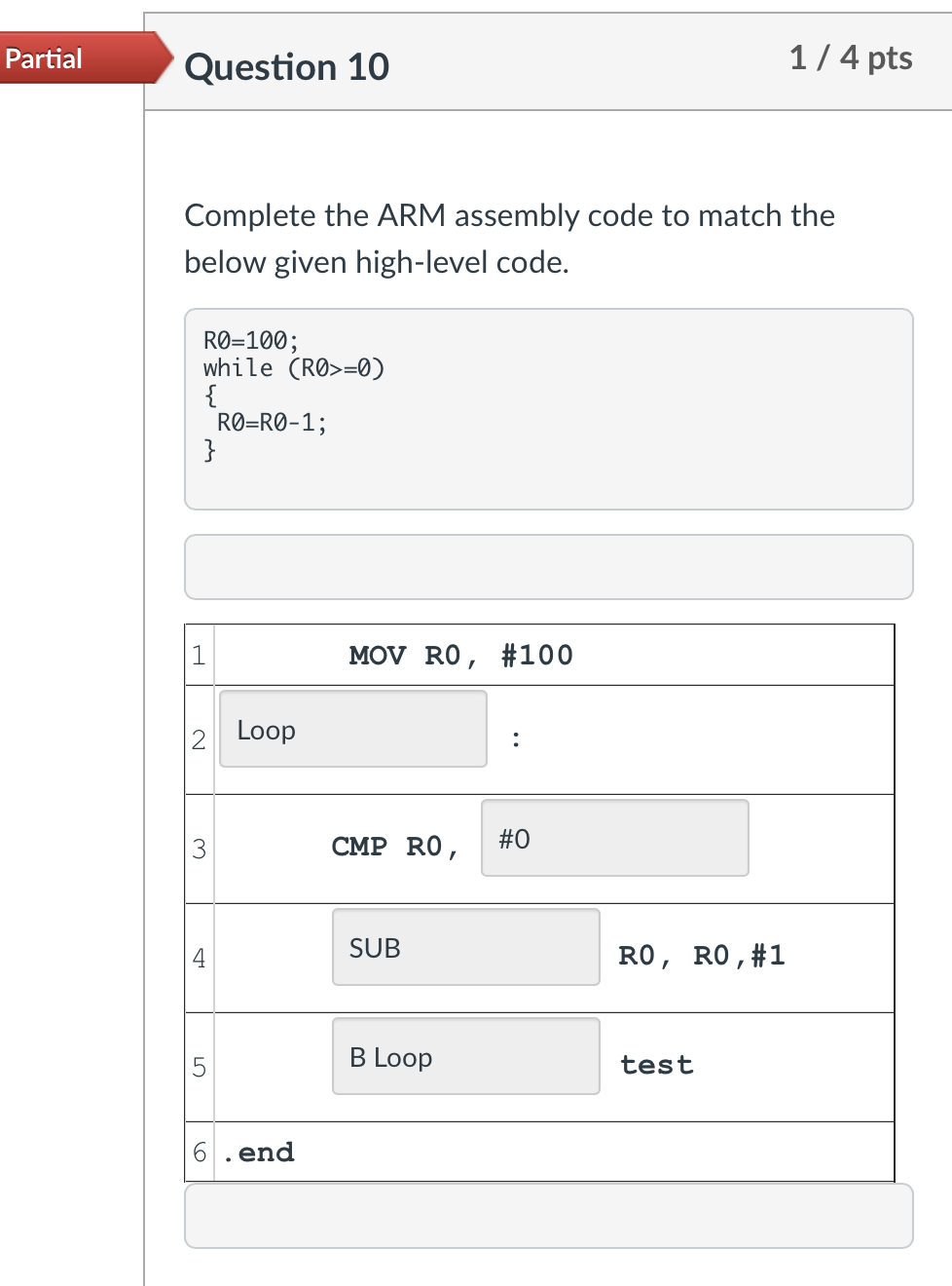 Solved Complete the ARM assembly code to match the below | Chegg.com