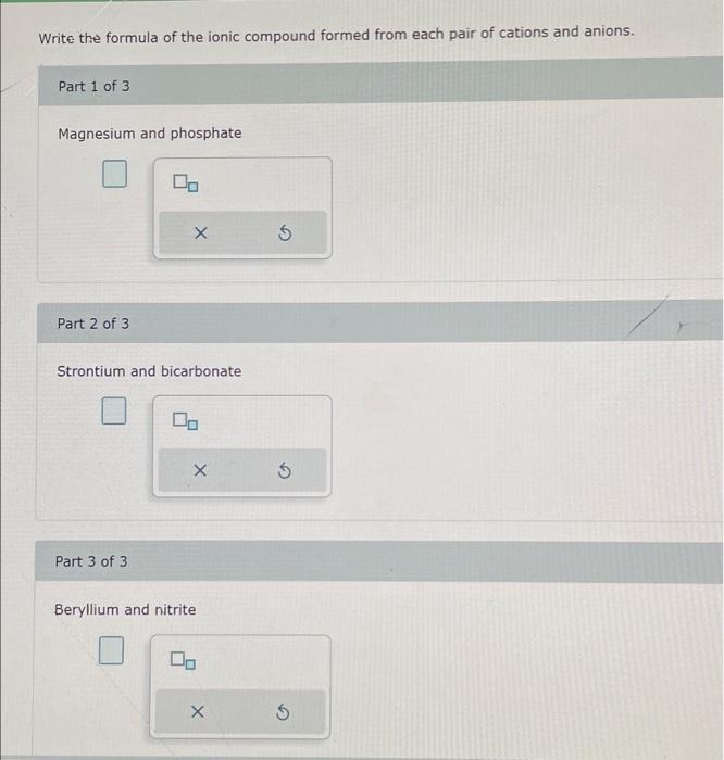 Solved Write the formula of the ionic compound formed from | Chegg.com