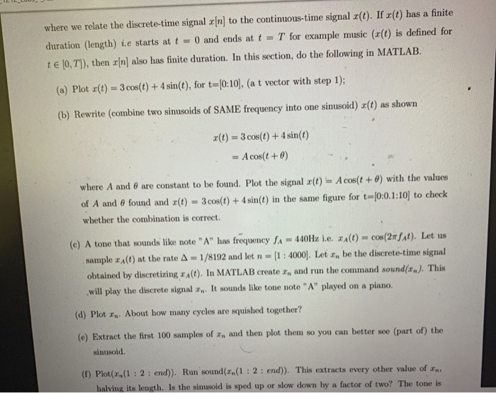 Solved 0.2 Discretization of signals Consider a | Chegg.com