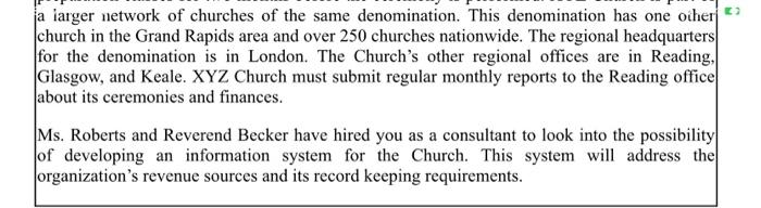 Solved CASE STUDY CHURCH INFORMATION SYSTEM XYZ Church is a | Chegg.com