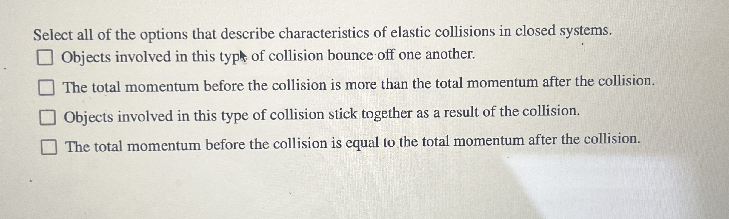Solved Select all of the options that describe | Chegg.com