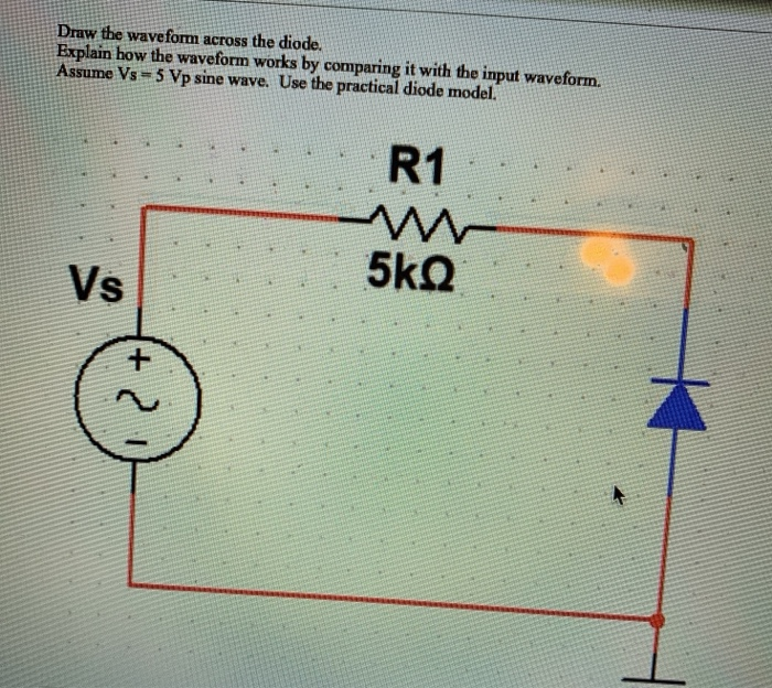Solved Draw the waveform across the diode, Explain how the | Chegg.com