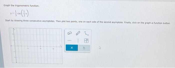 Solved Graph the trigonometric function. y=31csc(21x) Start | Chegg.com