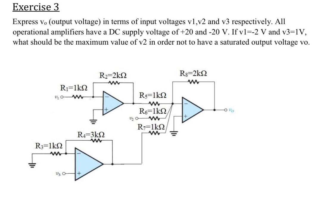 Solved Exercise 3Express vo (output voltage) ﻿in terms of | Chegg.com