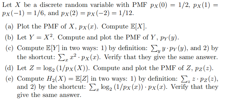 Solved = Let X be a discrete random variable with PMF px(0) | Chegg.com