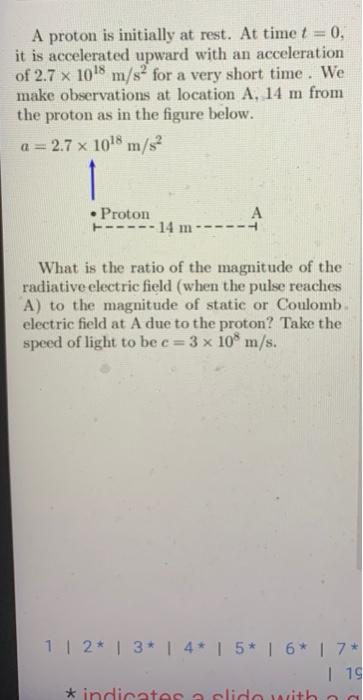 Solved A proton is initially at rest. At time t=0, it is | Chegg.com