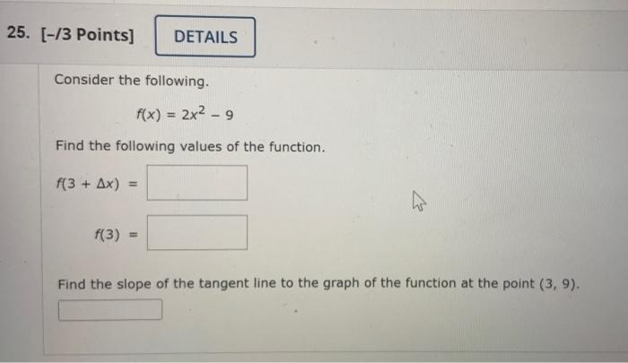 Solved Consider the following. f(x)=2x2−9 Find the following | Chegg.com