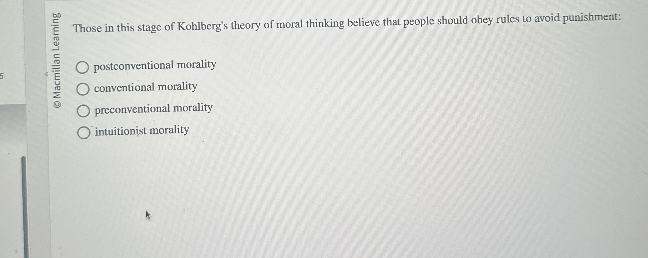 Solved Those in this stage of Kohlberg's theory of moral | Chegg.com