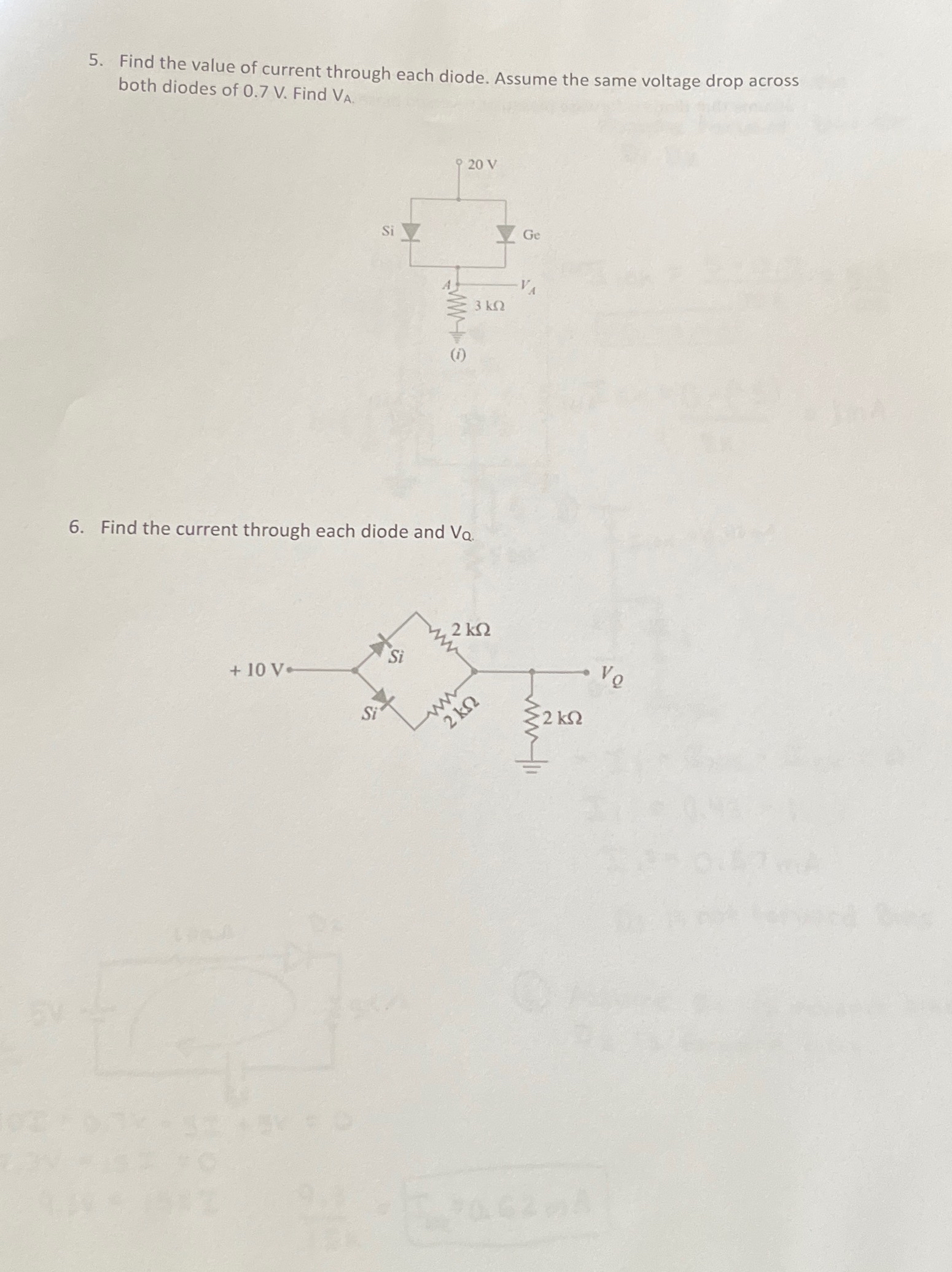 Solved Find the value of current through each diode. Assume | Chegg.com