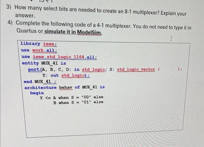 Solved 3) How many select bits are needed to create an 8-1 | Chegg.com