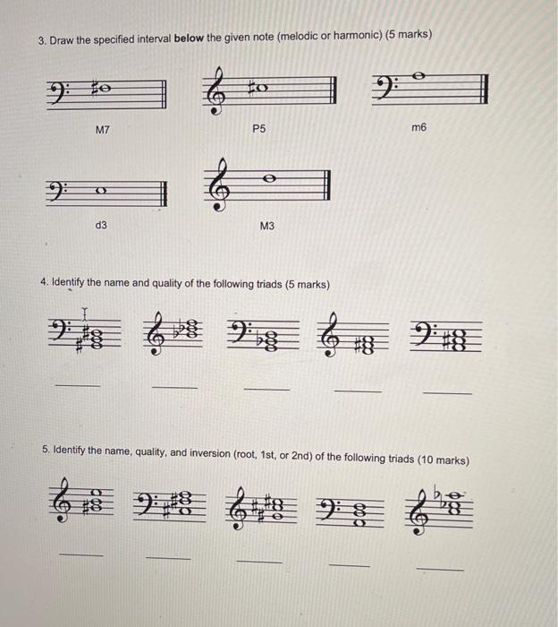 3. Draw the specified interval below the given note | Chegg.com