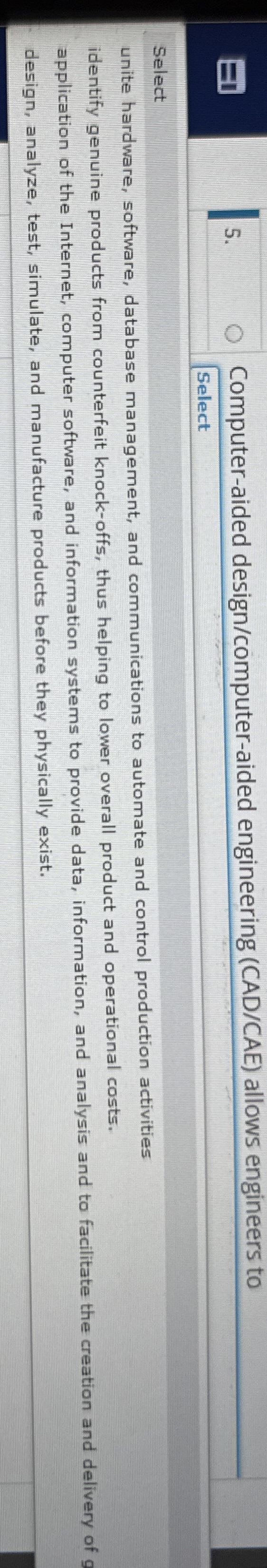 Solved Computer-aided design/computer-aided engineering | Chegg.com