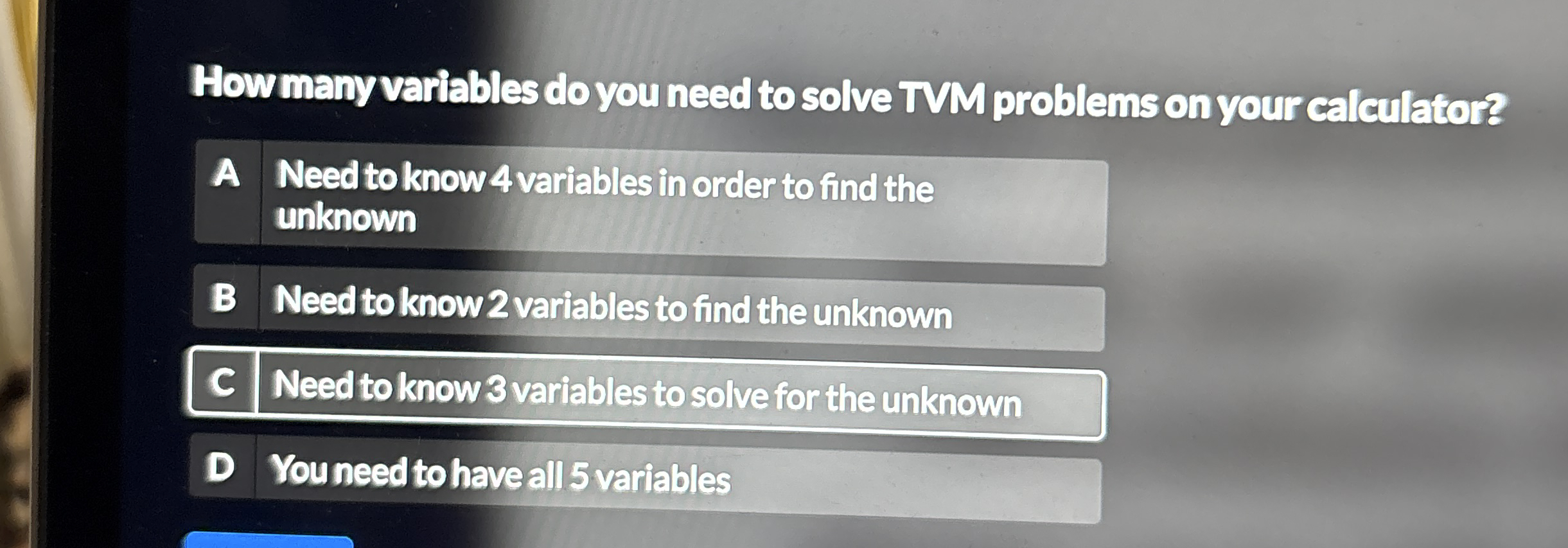 Solved How many variables do you need to solve TVM problems | Chegg.com