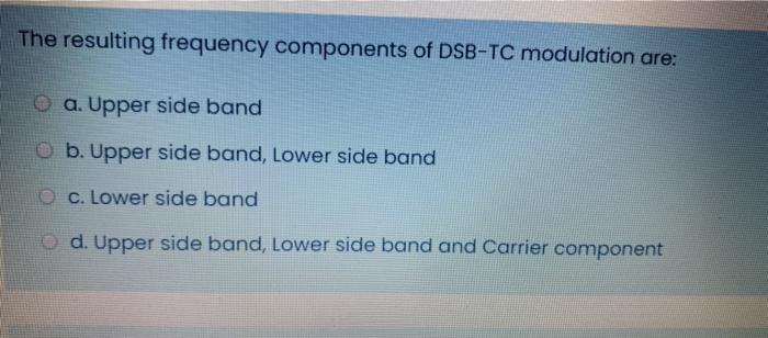 Solved The resulting frequency components of DSB-TC | Chegg.com