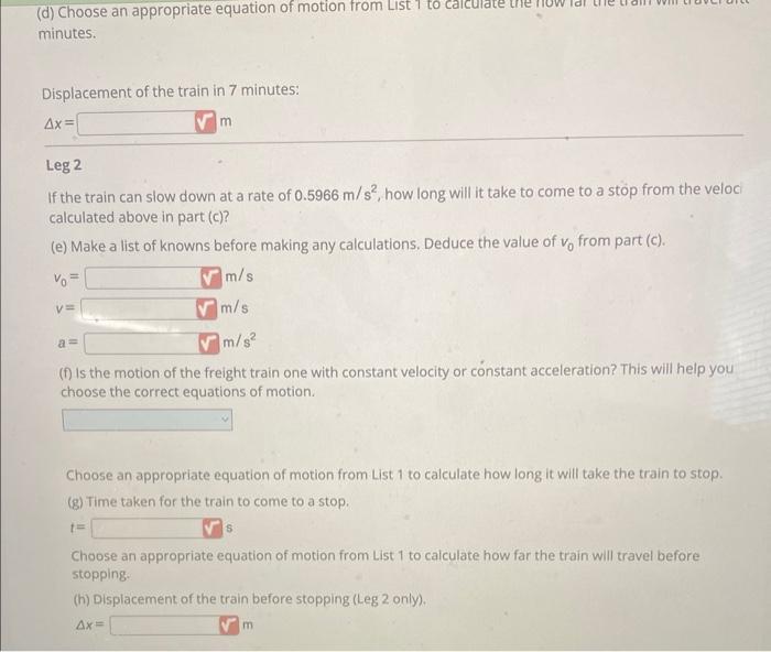 Solved Leg 1 What is the final velocity and position of a | Chegg.com