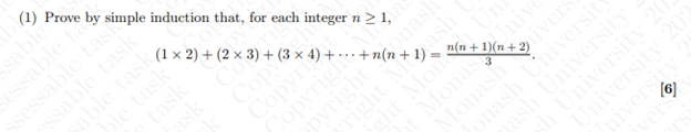 Solved (1) ﻿Prove by simple induction that, for each integer | Chegg.com