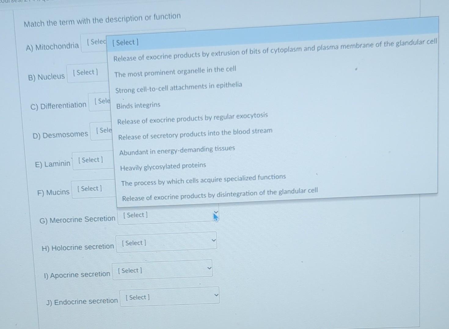 Solved H) Holocrine secretion 1) Apocrine secretion | Chegg.com