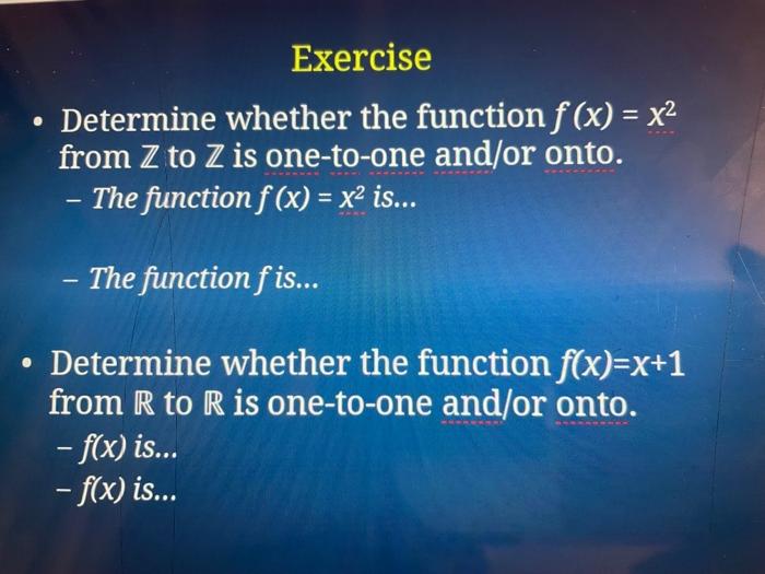 Solved Exercise - Determine whether the function f(x)=x2 | Chegg.com