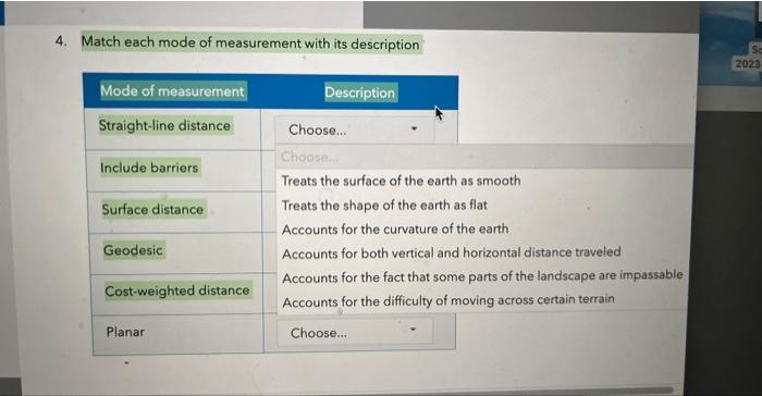 Solved 4. Match each mode of measurement with its | Chegg.com