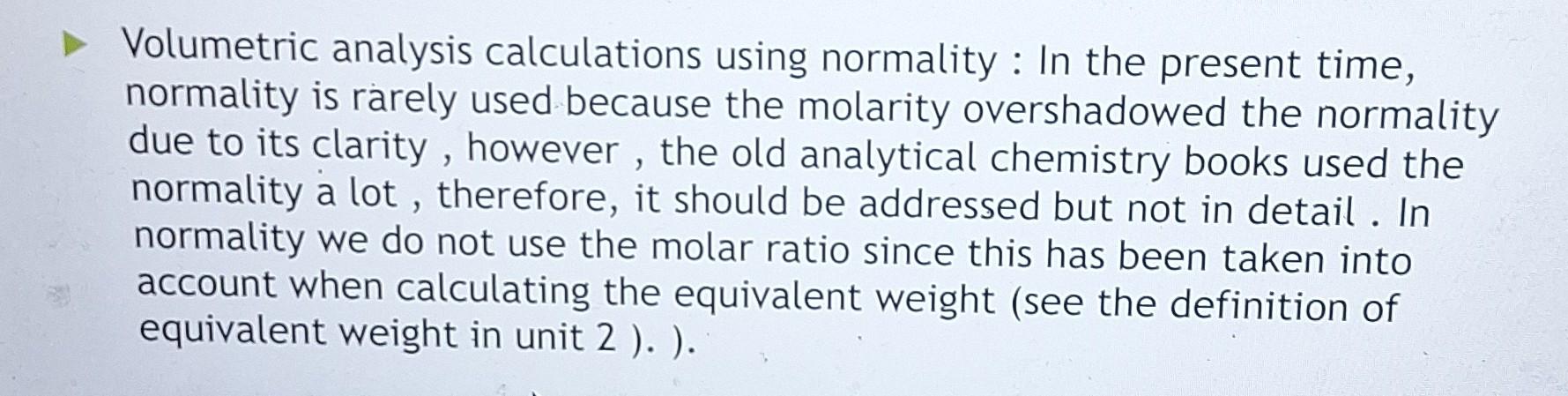 Solved Volumetric analysis calculations using normality : In | Chegg.com