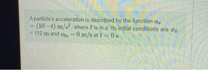 Solved A particle's acceleration is described by the | Chegg.com