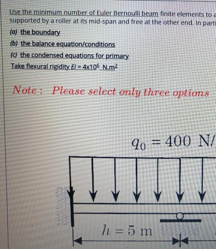 Use the minimum number of Euler Bernoulli beam finite | Chegg.com
