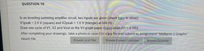 In an inverting summing amplfier circuit, two inputs | Chegg.com