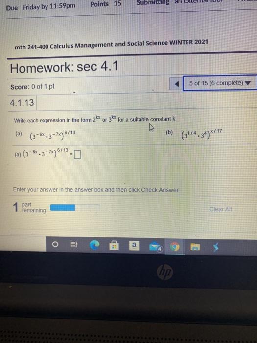 Solved Due Friday by 11:59pm Points 15 Submitting an mth | Chegg.com