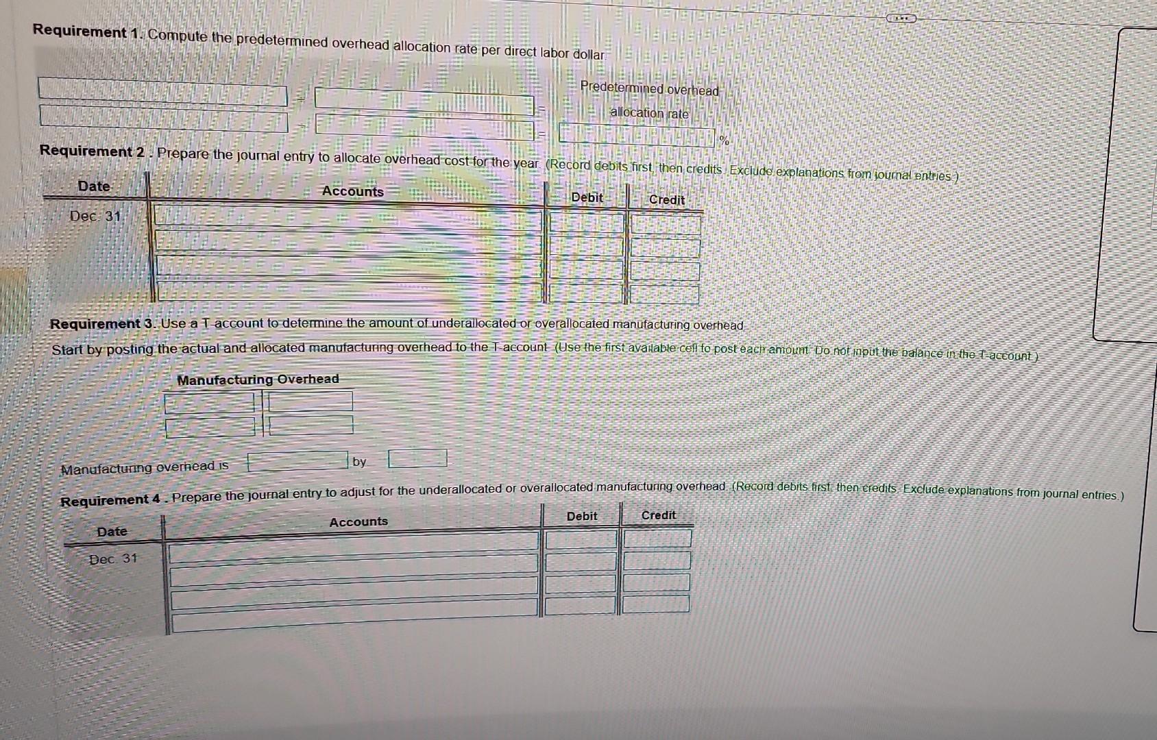 Solved Requirements 1. Compute the predetermined overhead | Chegg.com