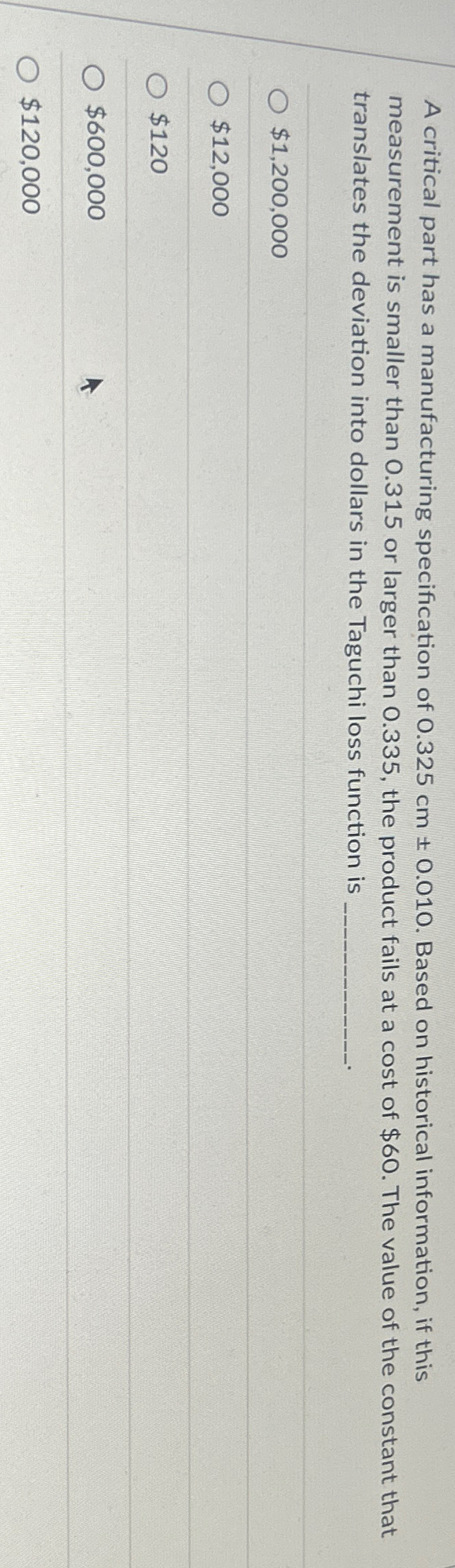 Solved A critical part has a manufacturing specification of | Chegg.com