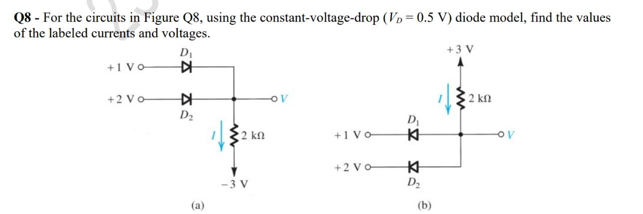 Solved Q8 - For the circuits in Figure Q8, using the | Chegg.com