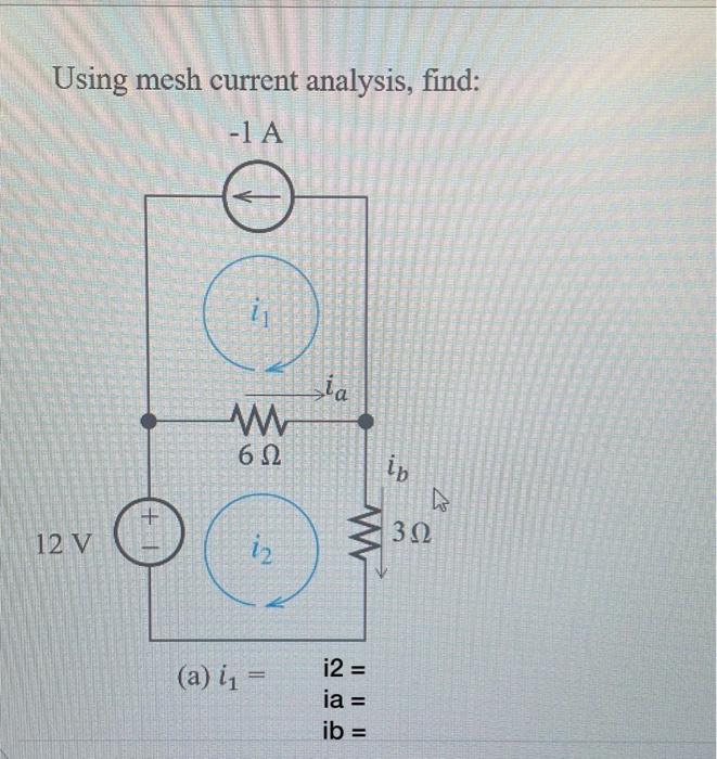Solved Using mesh current analysis, find: ib= | Chegg.com