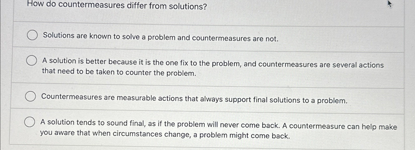 Solved How do countermeasures differ from | Chegg.com