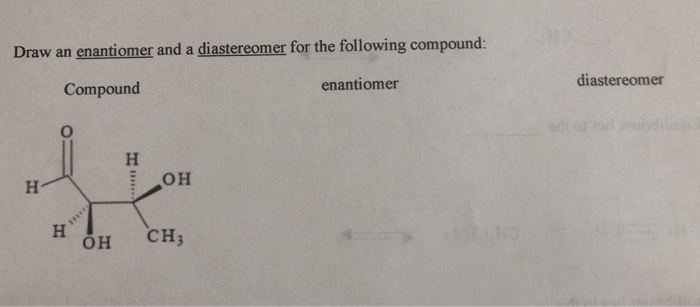 Solved Draw an enantiomer and a diastereomer for the | Chegg.com