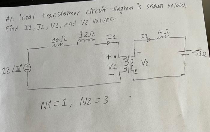 Solved An ideal transformer circuit diagram is shown below, | Chegg.com