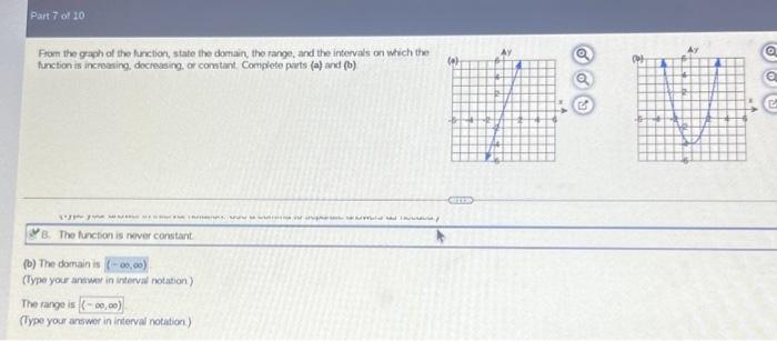 Solved Part 7 of 10 From the graph of the function, state | Chegg.com